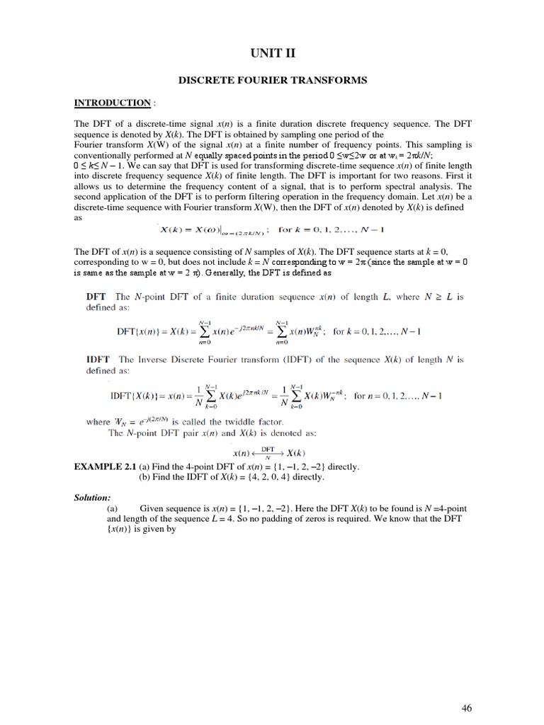 DSP Unit 2 | PDF | Discrete Fourier Transform | Theoretical Physics