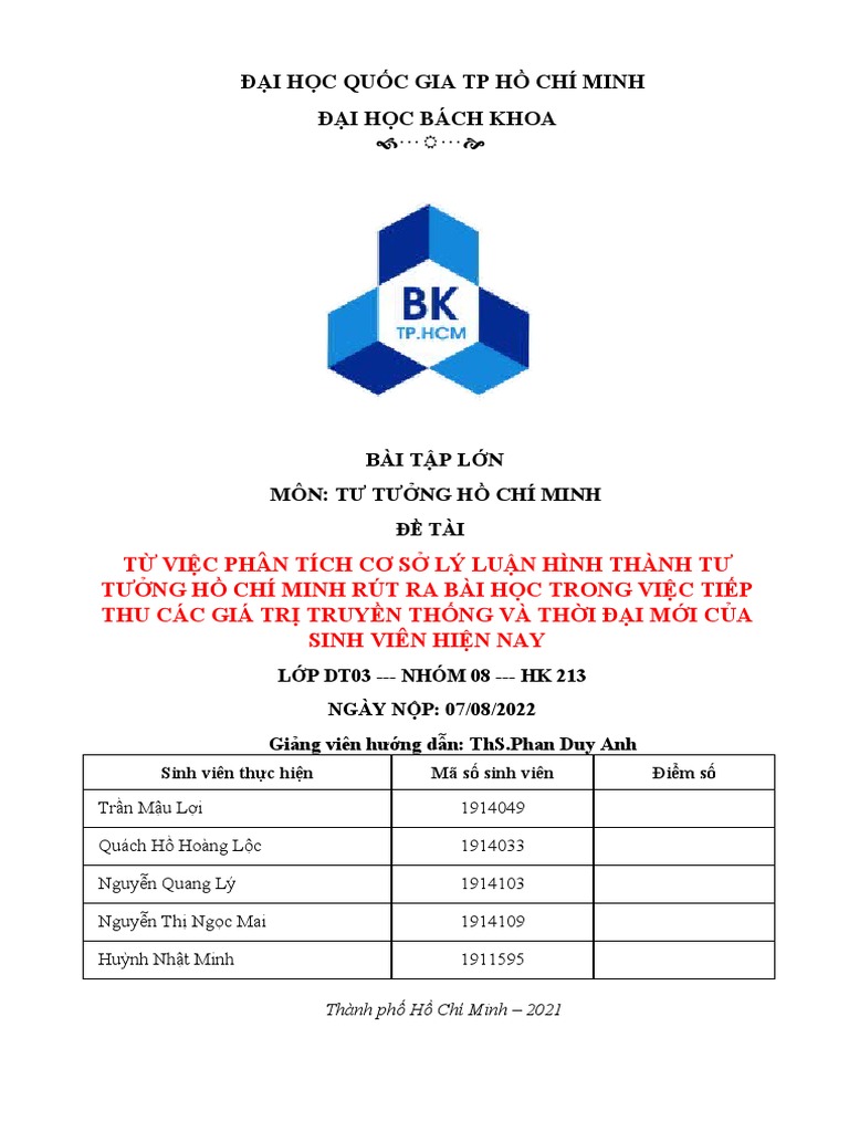 BTL TTHCM DT03 NHÓM 08 CHỦ ĐỀ 1 Final | PDF