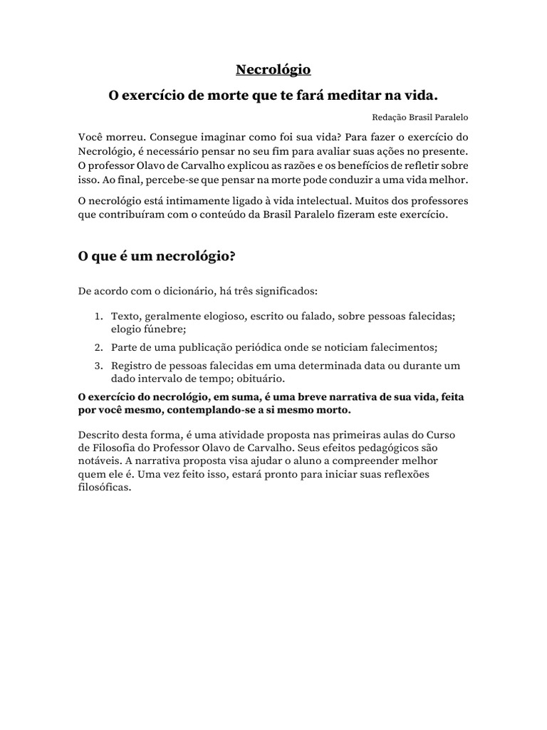 Necrológio PDF | PDF | Morte | Vida