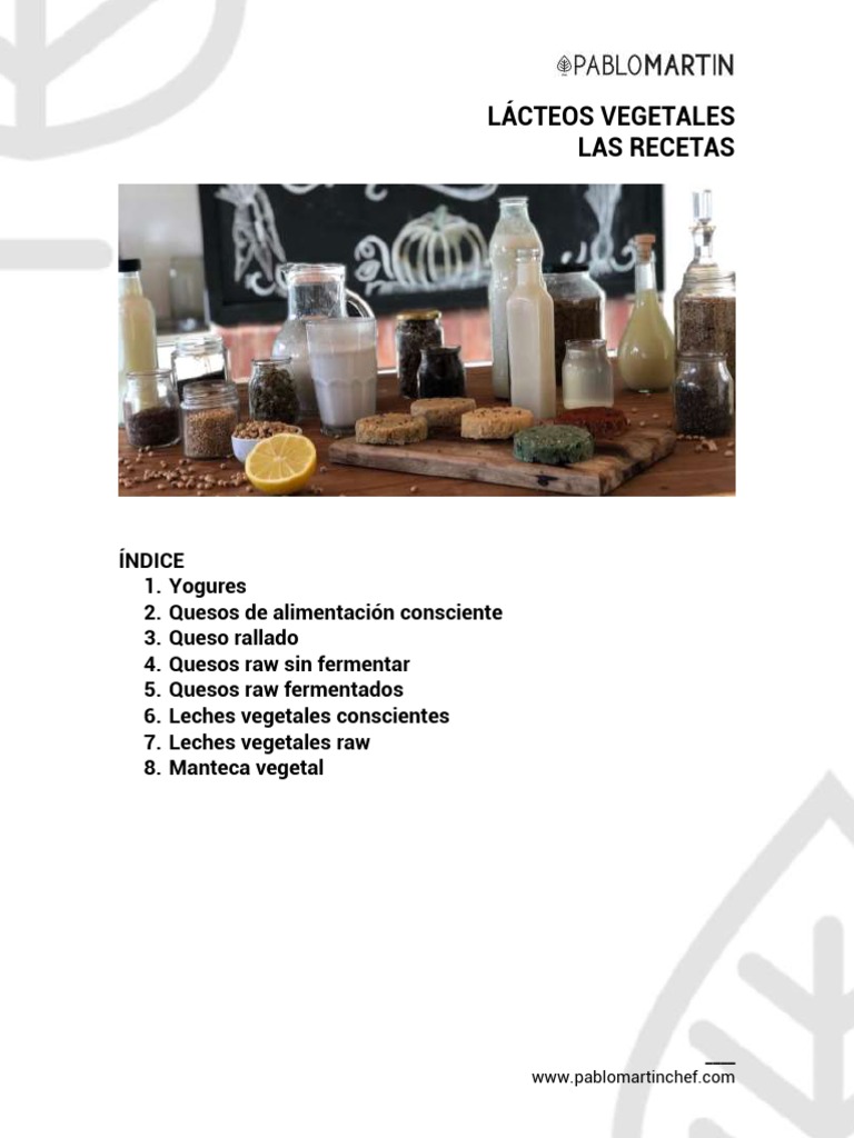Recetas Lacteos Veganos (Leches, Quesos) | PDF | Queso | Yogur