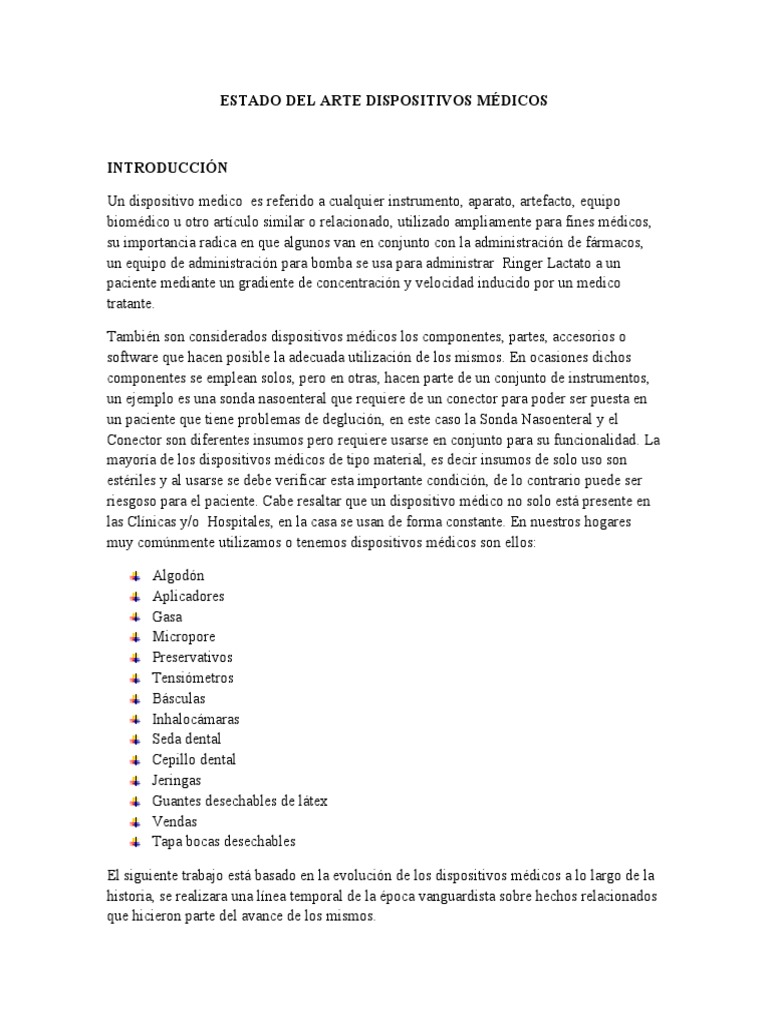 Estado Del Arte Dispositivos Médicos Terminado | PDF | Dentadura postiza | Medicina