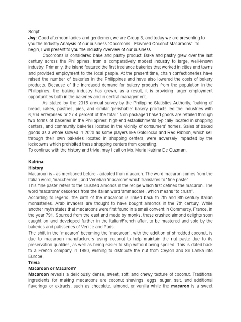 Script | PDF | Macaron | Foods