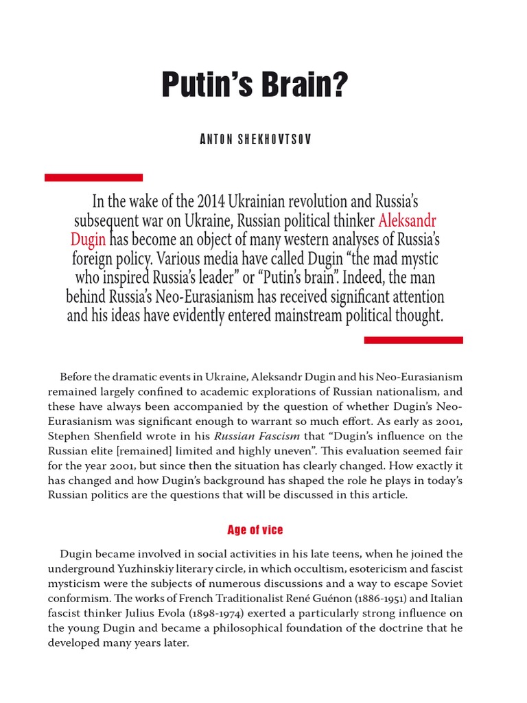 Putins Brain On Aleksandr Dugin | PDF | Vladimir Putin | World Politics