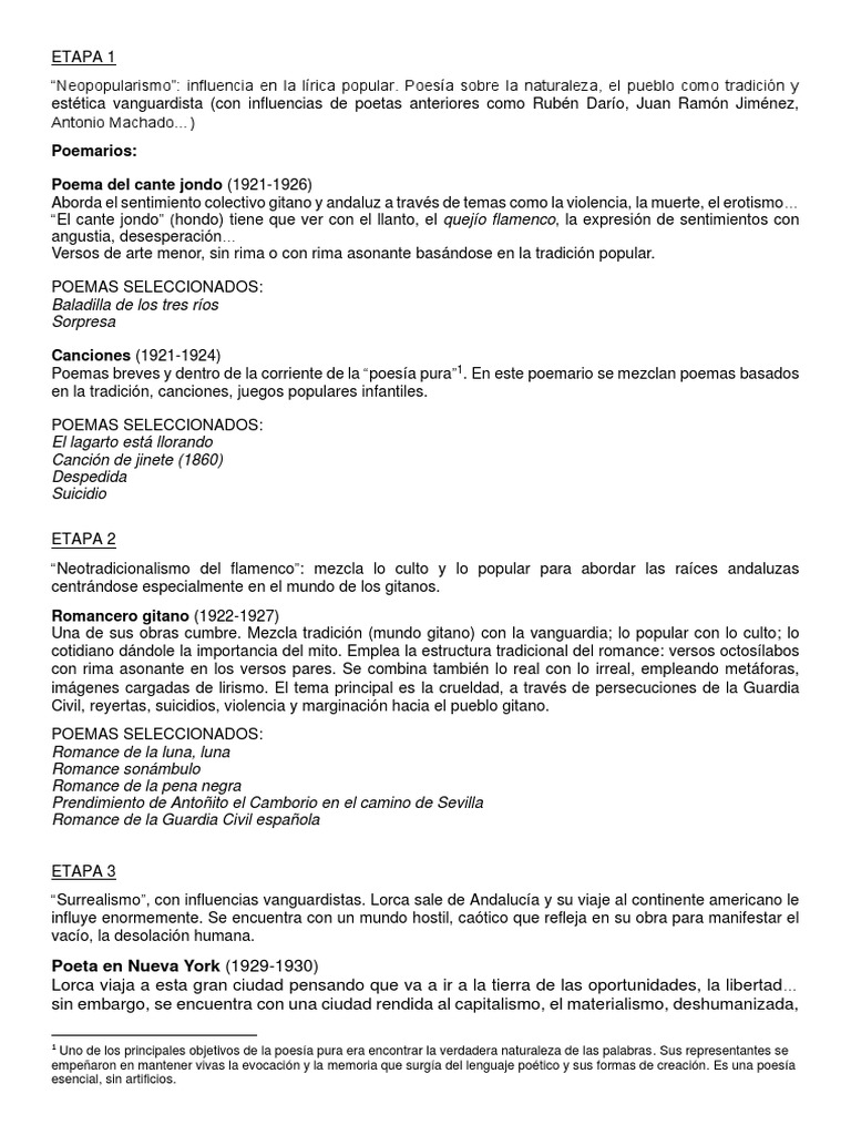 Etapas y Poemas LORCA | PDF