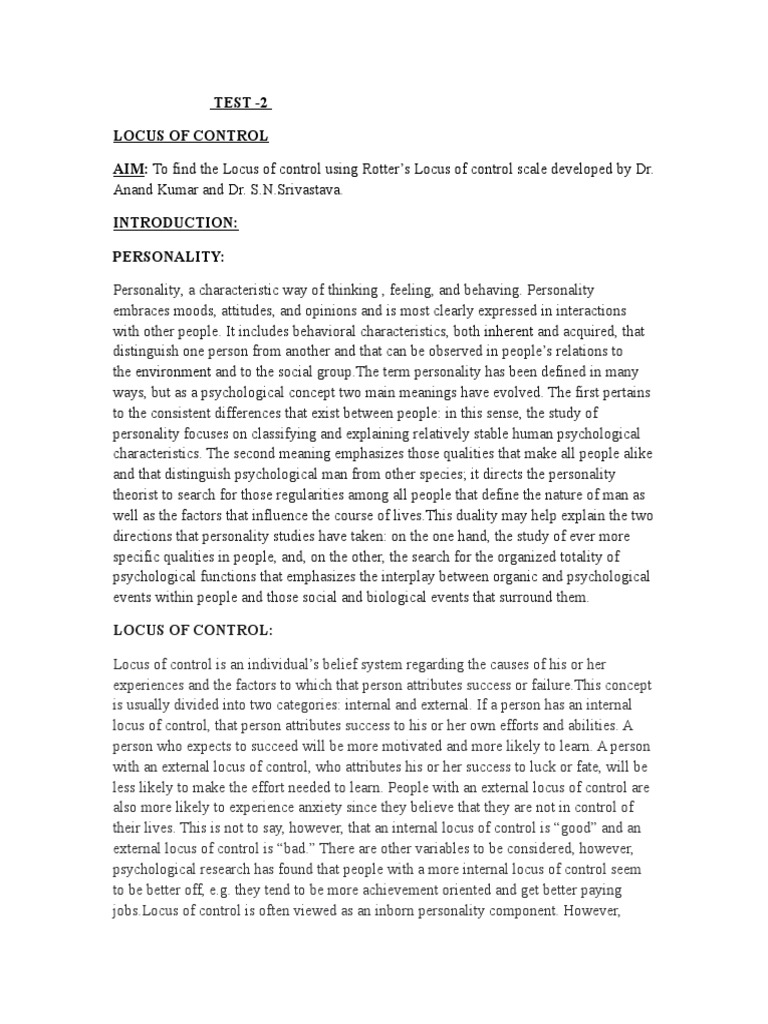 Locus of Control | PDF | Reinforcement | Behavior