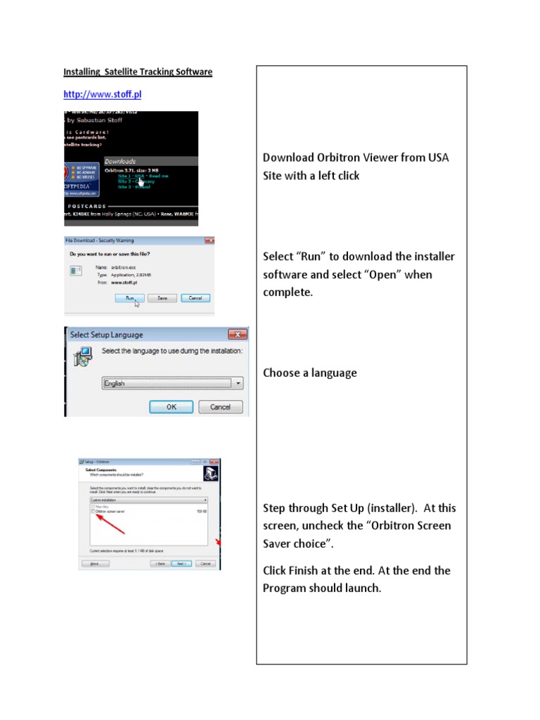 Installing Orbitron Satellite Software | PDF | Installation (Computer ...