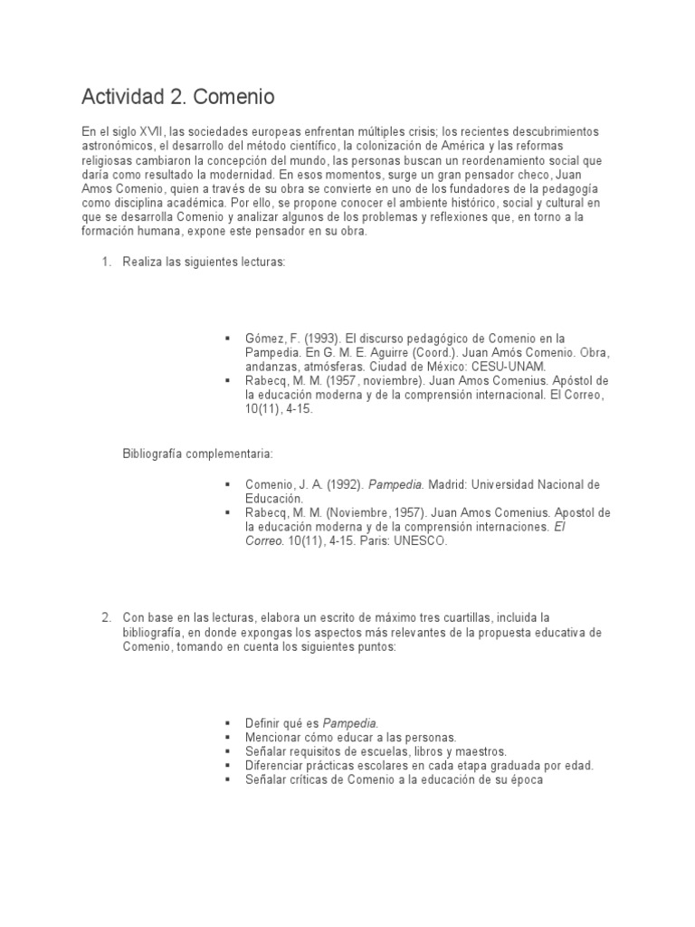 Actividad 2. Comenio | PDF | Conocimiento