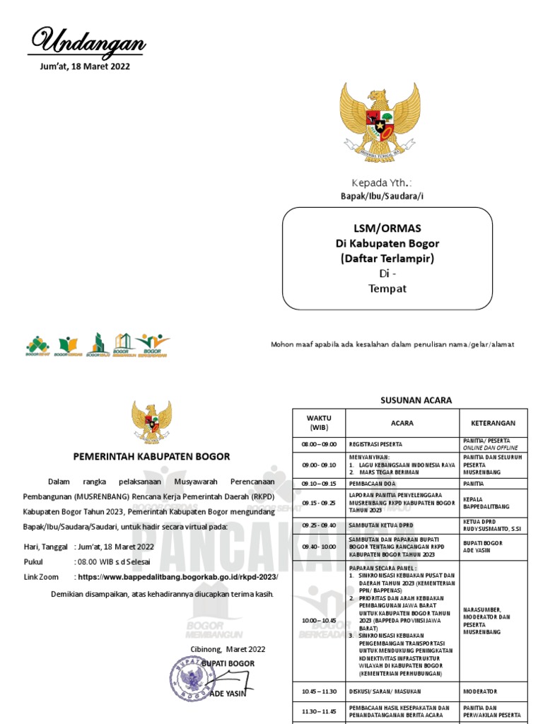 Undangan Dan Lampiran LSM Dan Ormas - Organized | PDF