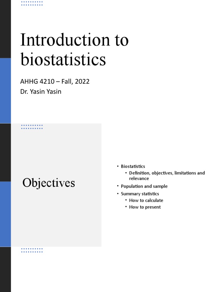 Week 1 Introduction To Biostatistics Pdf Statistics Statistical Inference
