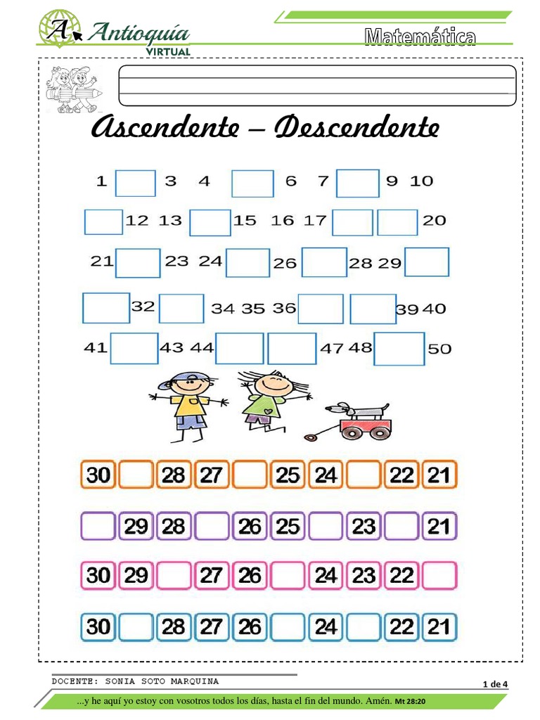 Números Ascendentes y Descendentes 1-20 | PDF | Arte | Poesía