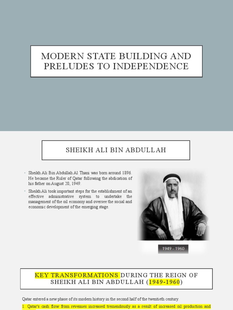 Week 6 - (1949-1995) Sheikh Ali + Sheikh Ahmed+ Sheikh Khalifa | PDF | Qatar | Gulf Cooperation ...