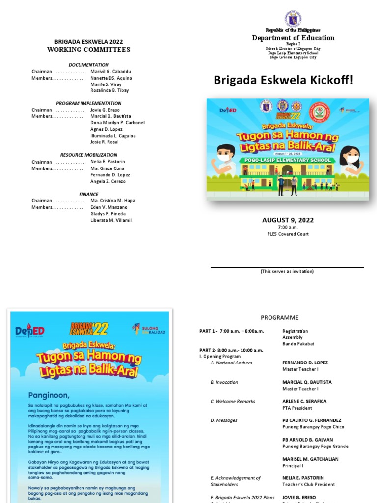 Brigada Eskwela 2022 Kickoff Invitation | PDF