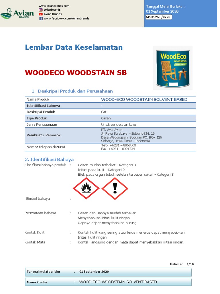 Lembar Data Keselamatan Wood-Eco | PDF