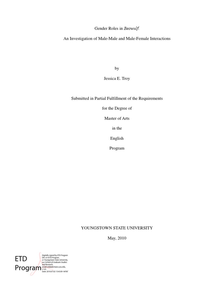 Gender Dynamics in Beowulf Analysis | PDF | Beowulf | English Folklore