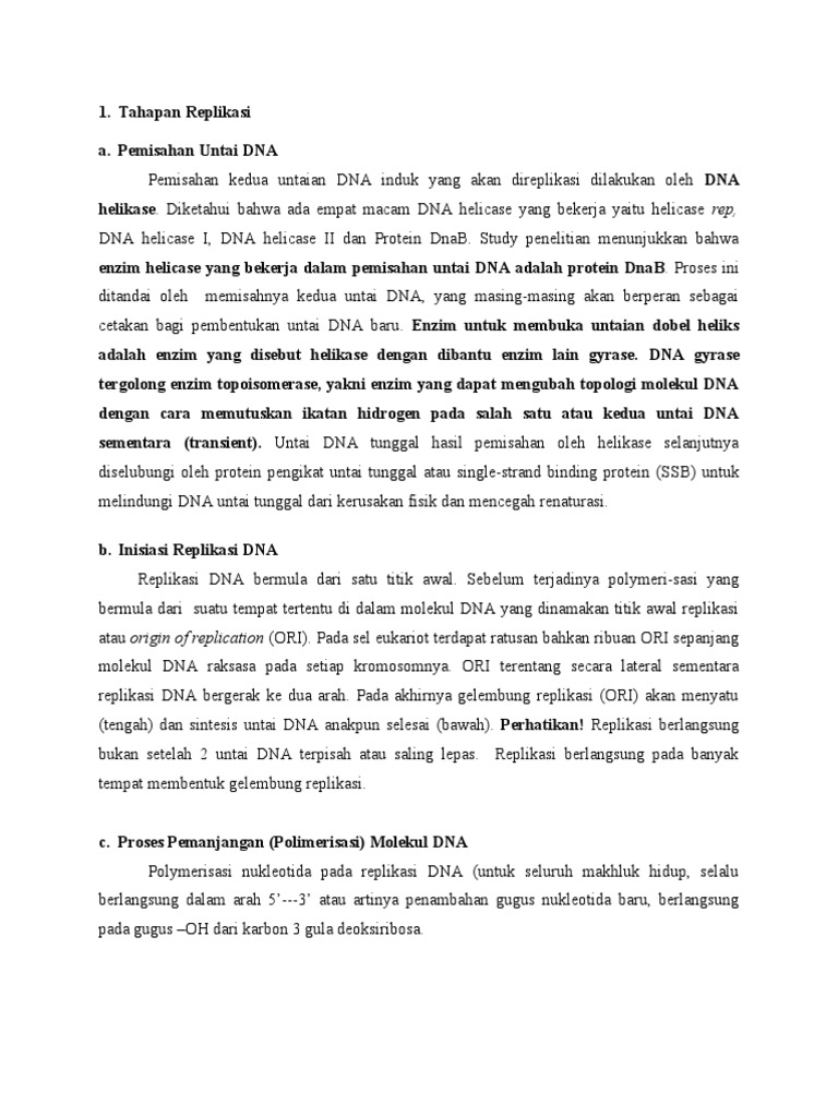 Proses Replikasi DNA: Tahapan dan Enzim | PDF