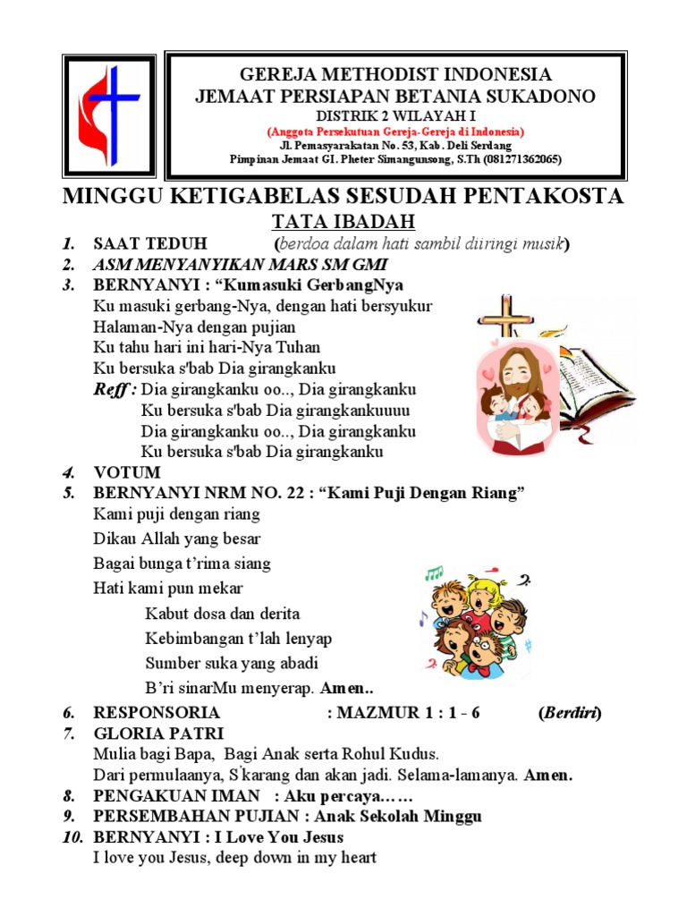 Minggu Ketigabelas Sesudah Pentakosta: Tata Ibadah | PDF