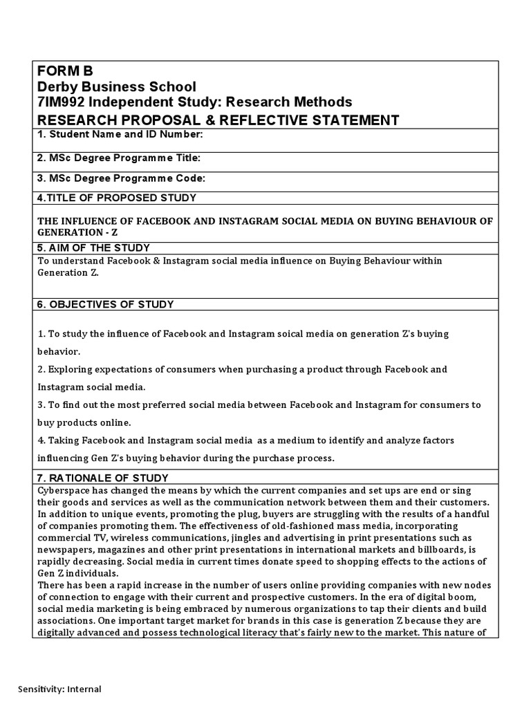 7IM992 Independent Study Research Proposal & Reflective Statement (Form B) | PDF | Popular ...