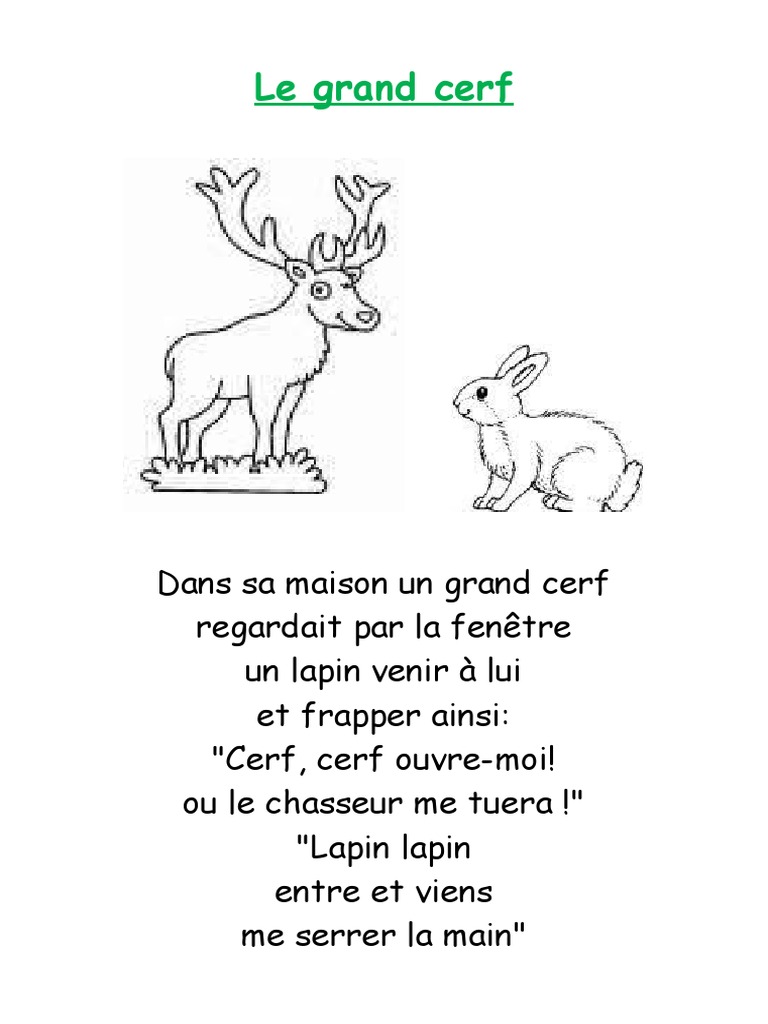 Comptine : Dans sa maison un grand cerf | PDF