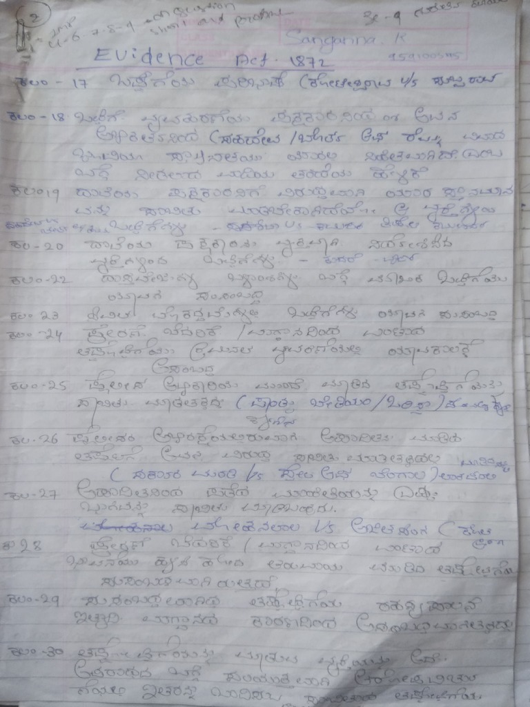 Evidence Notes Kannada Section | PDF