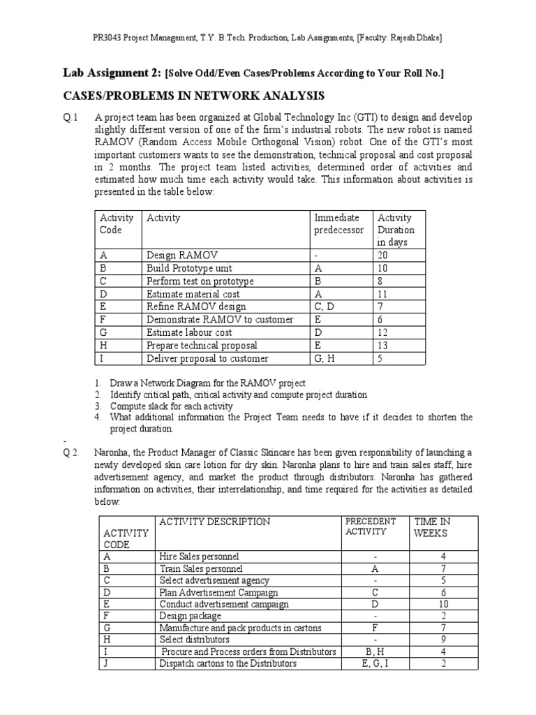 44 - Lab Assignment 2 - Project Management | PDF | Business | Business ...