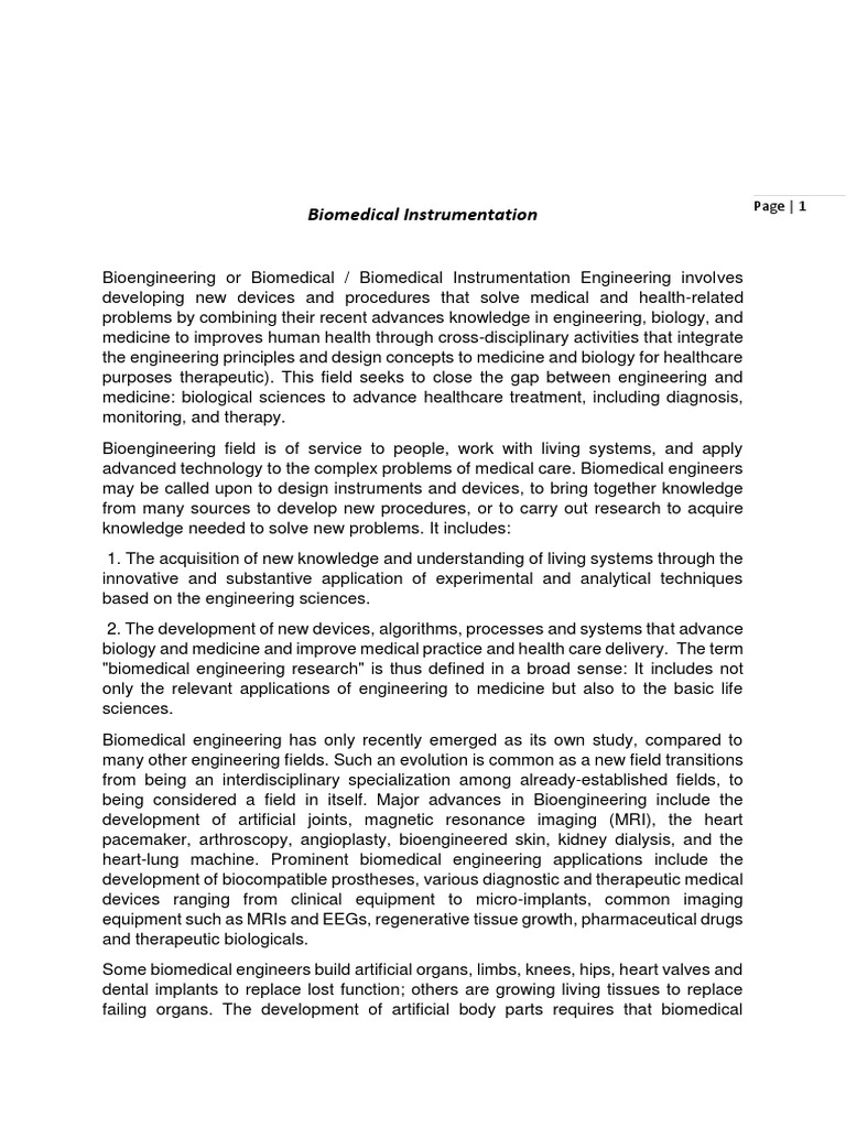Biomedical Instrumentation Pdf Biomedical Engineering Genetic