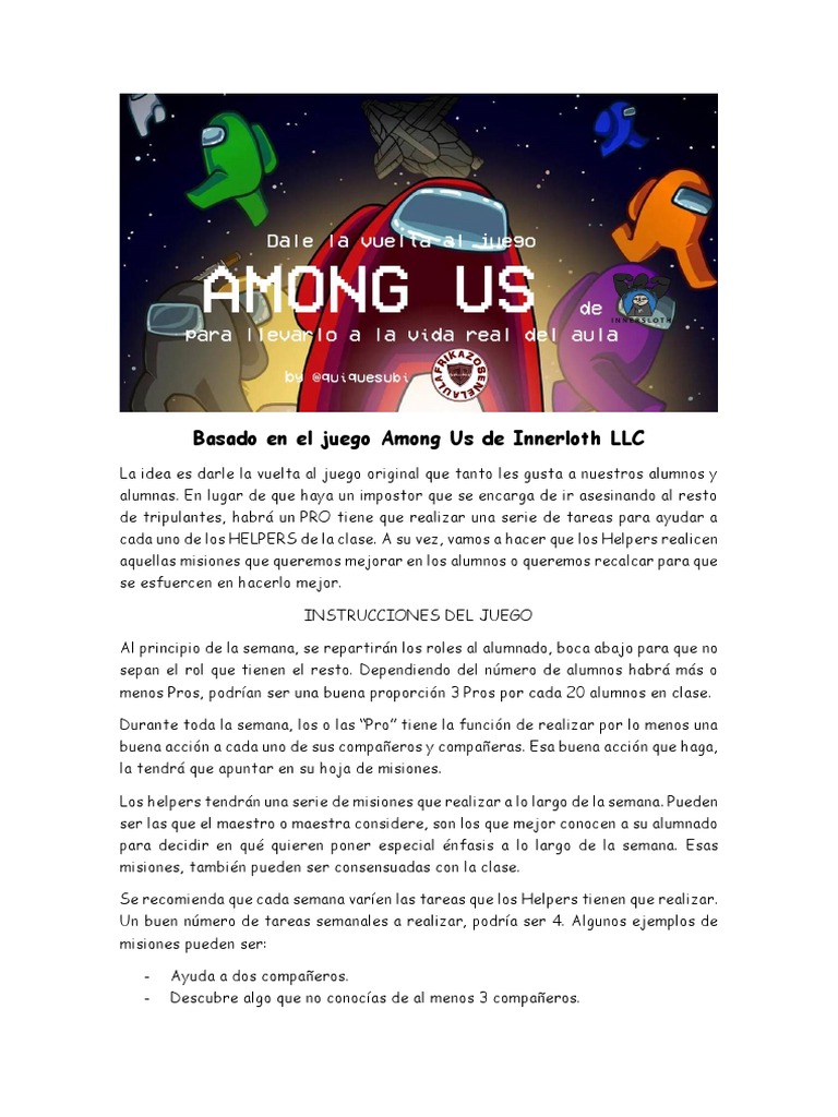 Actividad "Among Us" en el Aula | PDF