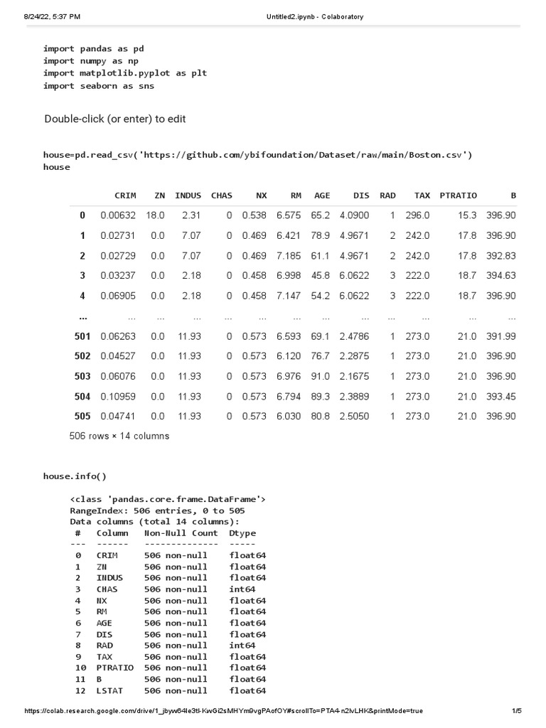 Boston Housing Data Analysis | PDF