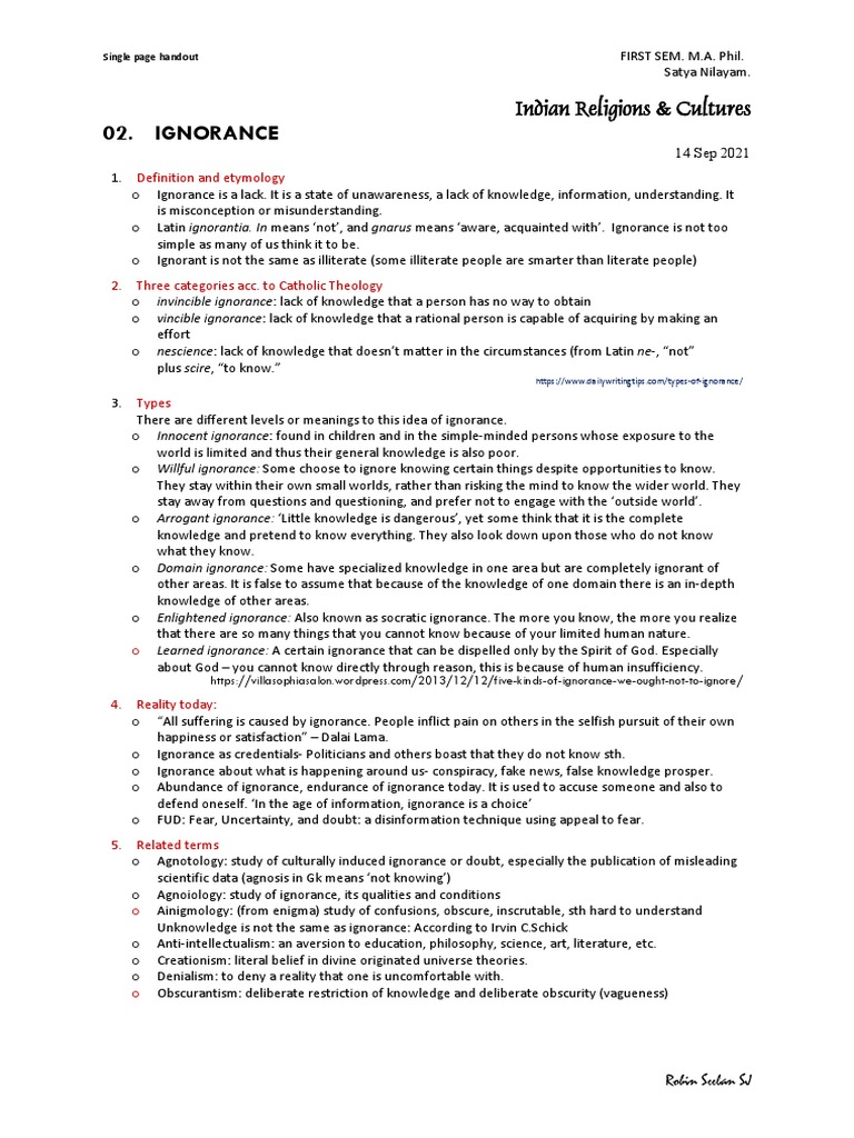 Ignorance | PDF | Knowledge | Cognition