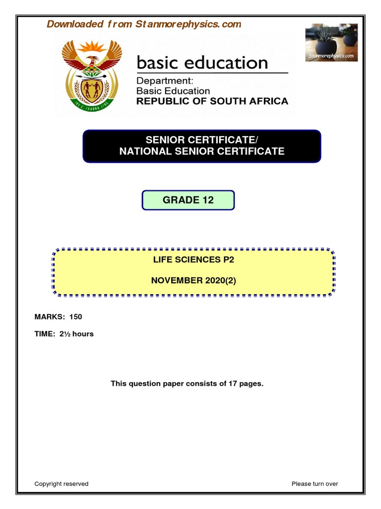 Life Sciences Grade 12 NOV 2020 P2 and Memo | PDF | Homo | Dominance ...