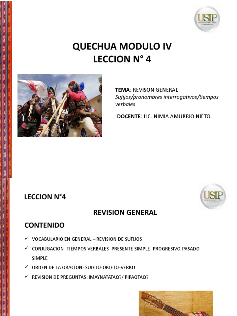 Leccion N°4 - Quechua 4 - Presentacion | PDF