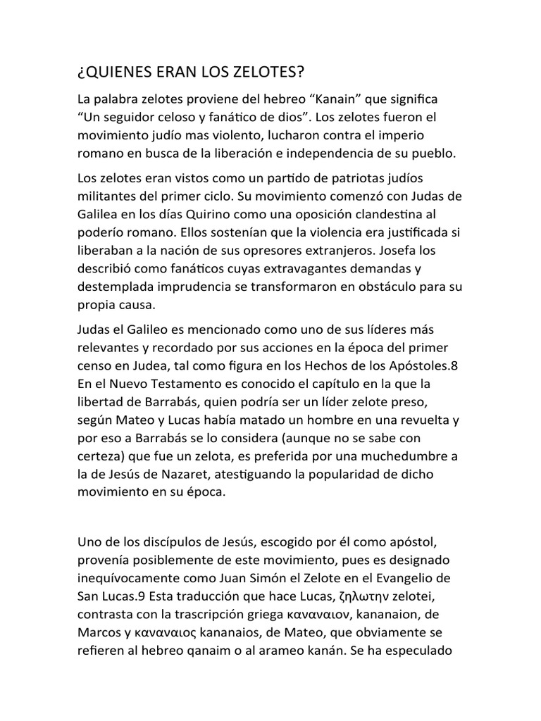 Quienes Eran Los Zelotes | PDF | Jesús | Cristianismo primitivo