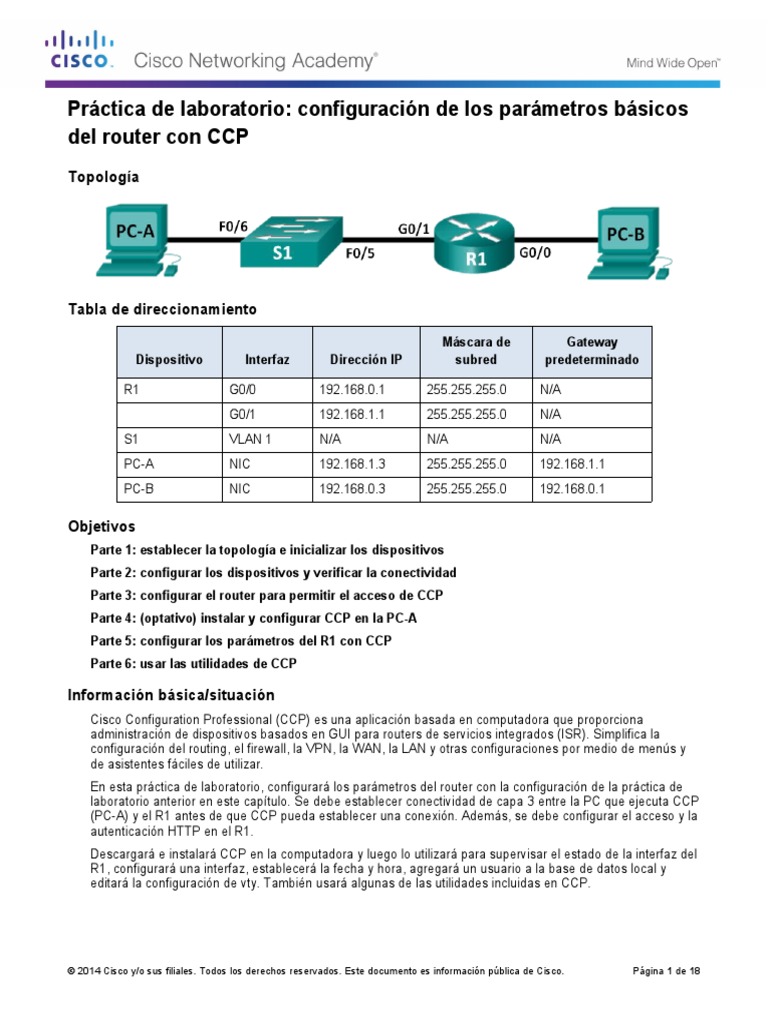 4.1.4.7 Lab - Configuring Basic Router Settings With CCP | PDF ...