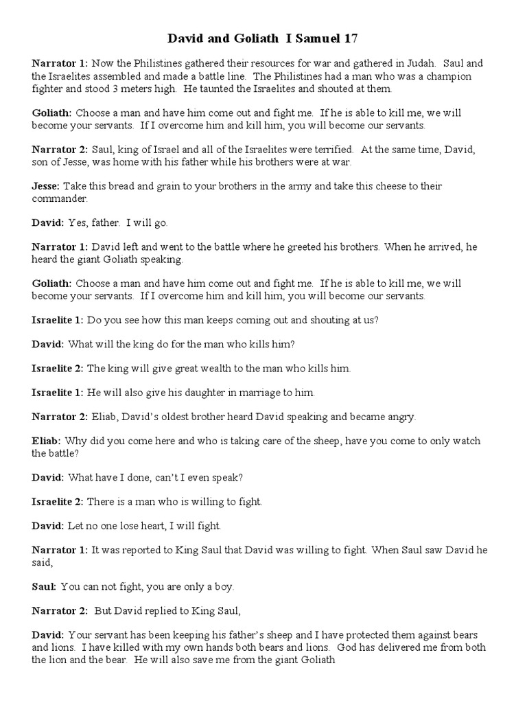 SKIT-David-and-Goliath-I-Samuel-17 | PDF | Goliath | David