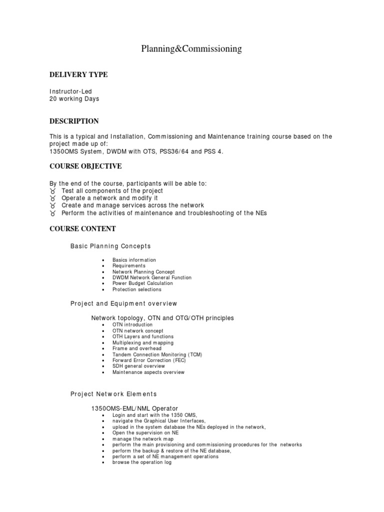 Planning, Commissioning and Maintenance | PDF | Computer Network | Data Transmission