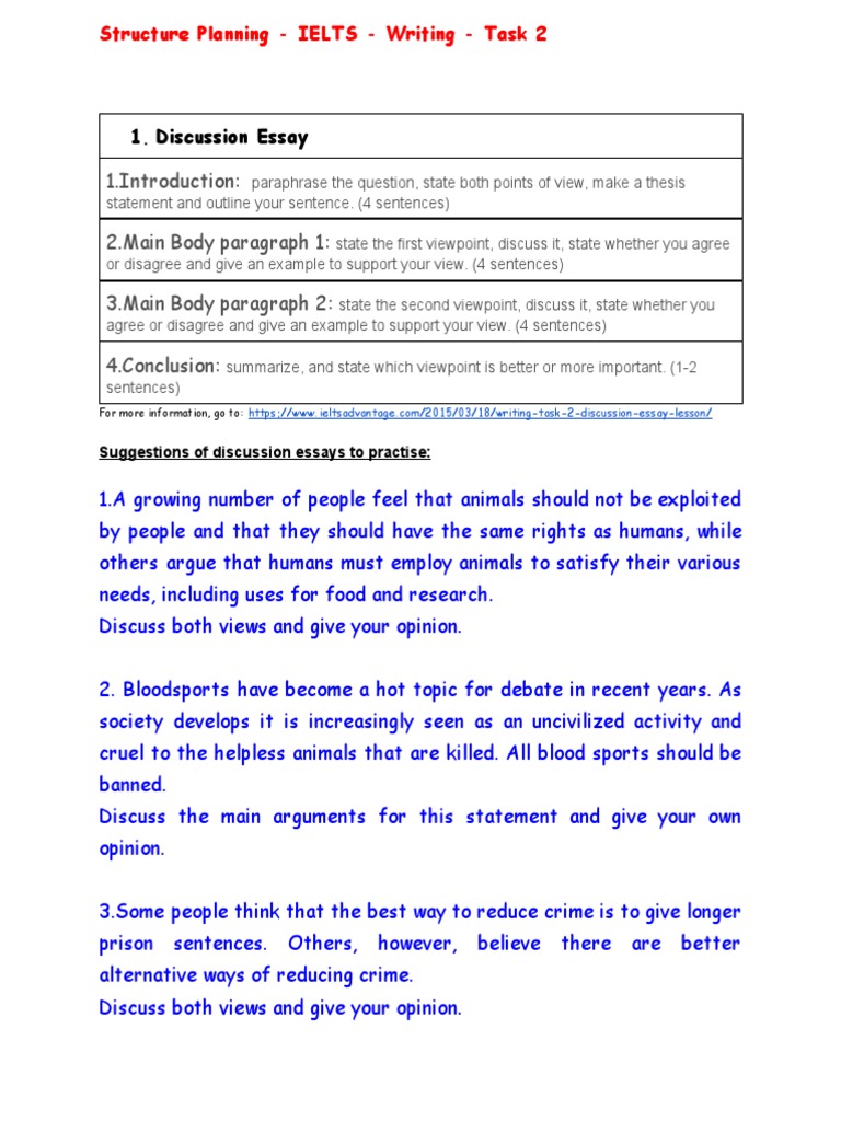 Structure Planning - IELTS - Writing - Task 2 | PDF | Essays | Thesis