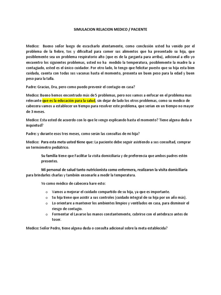 Simulacion Relacion Medico | PDF