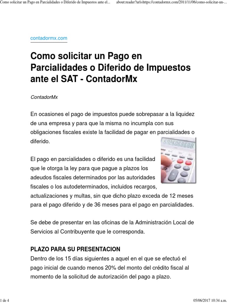 Como Solicitar Un Pago en Parcialidades o Diferido de Impuestos Ante El ...
