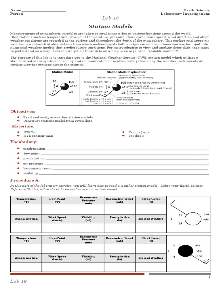 Lab 18 Weather Station Models | PDF | Weather | Earth Sciences