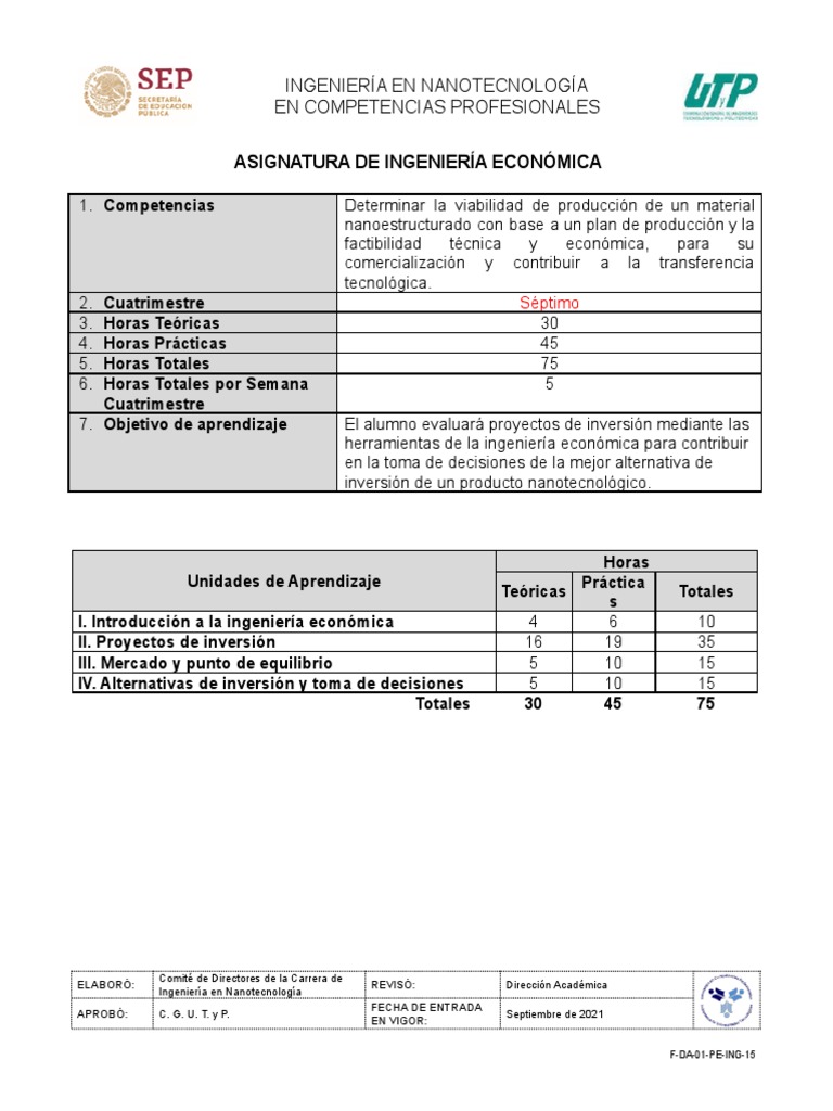 Ingeniería Económica. NAN-701 - 702 | PDF | Evaluación | Mercado (economía)