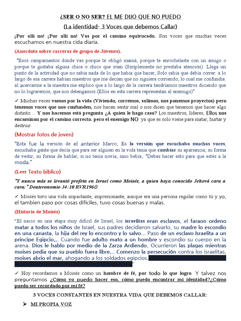 La Identidad - 3 Voces Que Debo Callar | PDF | Moisés | Creencia ...