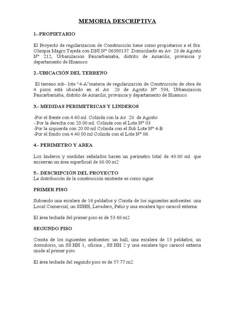 Memoria-Descriptiva Arquitectura | PDF