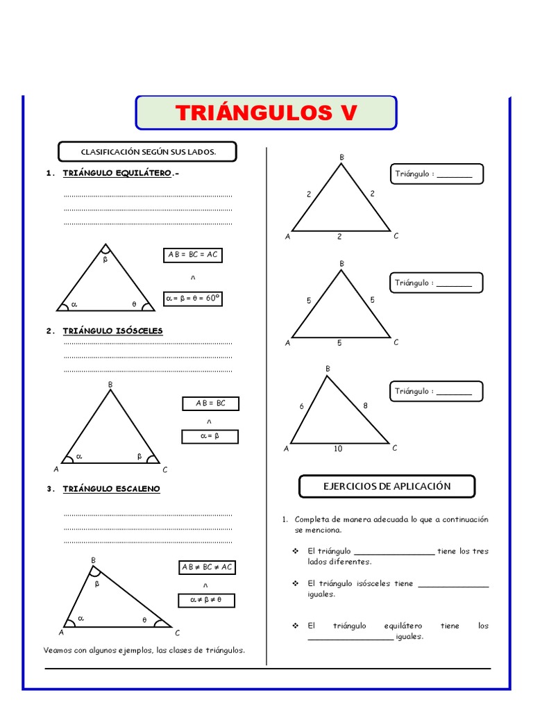 PARTE 8 Los Triangulos SegBAn Sus Lados para Segundo de Secundaria | PDF | Triángulo | Geometría ...