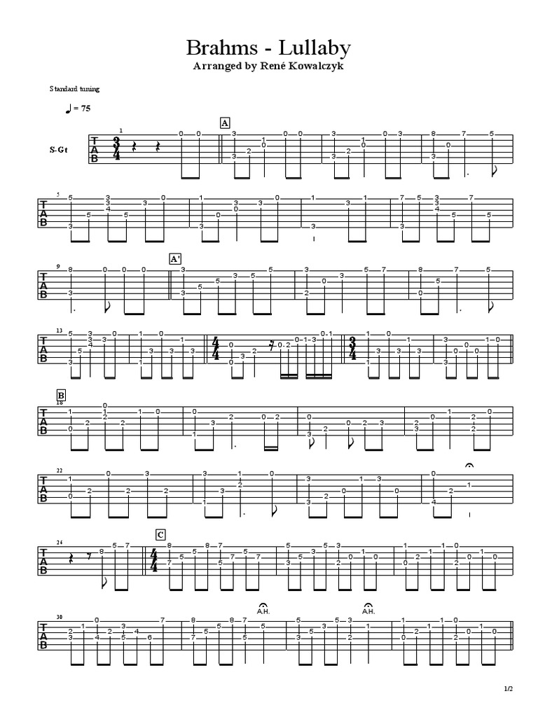 Brahms - Lullaby Tab | PDF