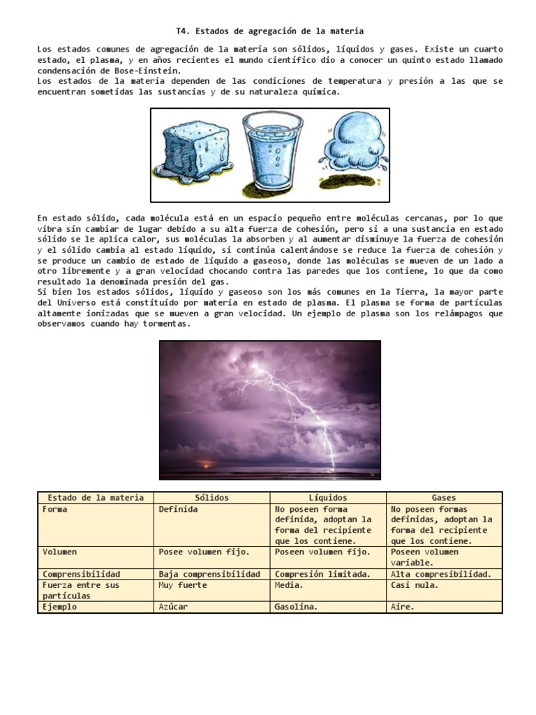T4. Estados de Agregación de La Materia | PDF | Gases | Líquidos