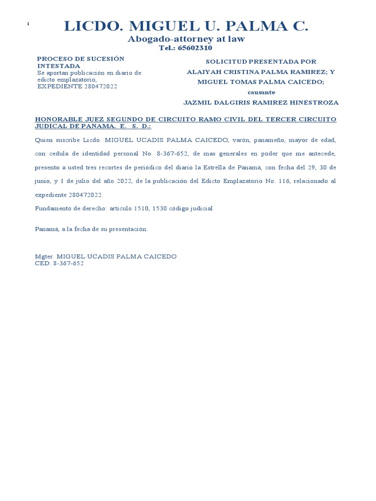 Escrito de Presentacion de Edicto en Periodico | PDF