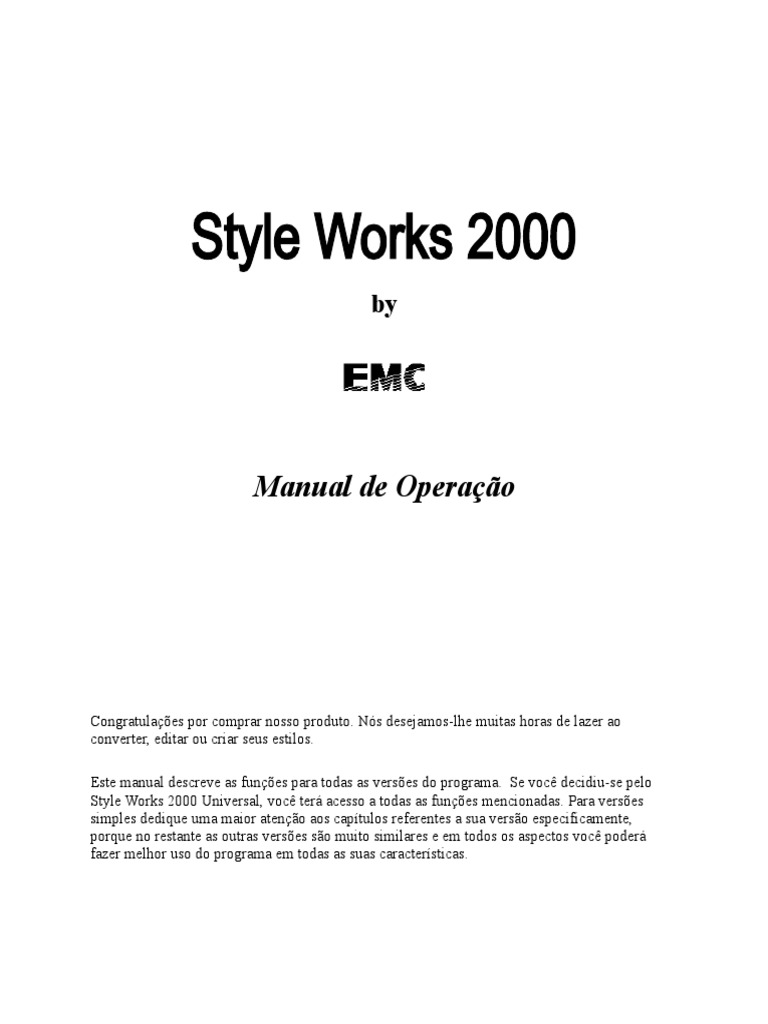 Style Works 2000 Universal - Manual Português | PDF | Microsoft Windows ...