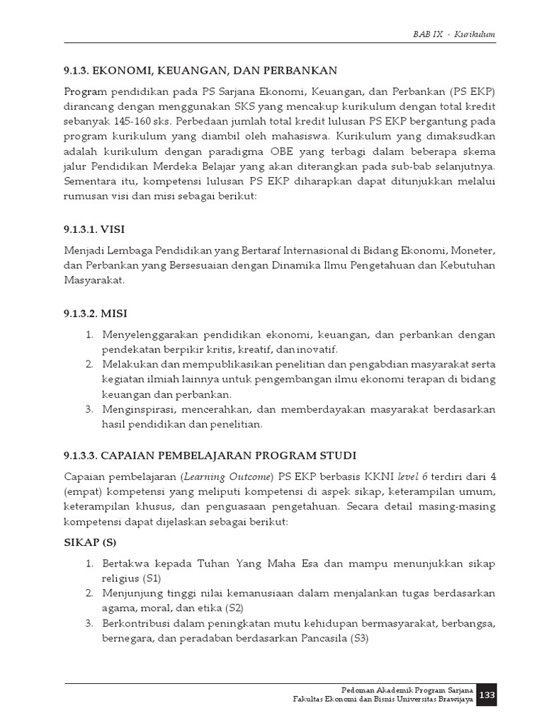 Kurikulum Ekonomi dan Perbankan UB | PDF