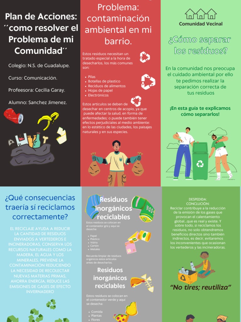 Triptico Sobre Separación de Residuos Moderno Ulustrado | PDF | Residuos | Reciclaje