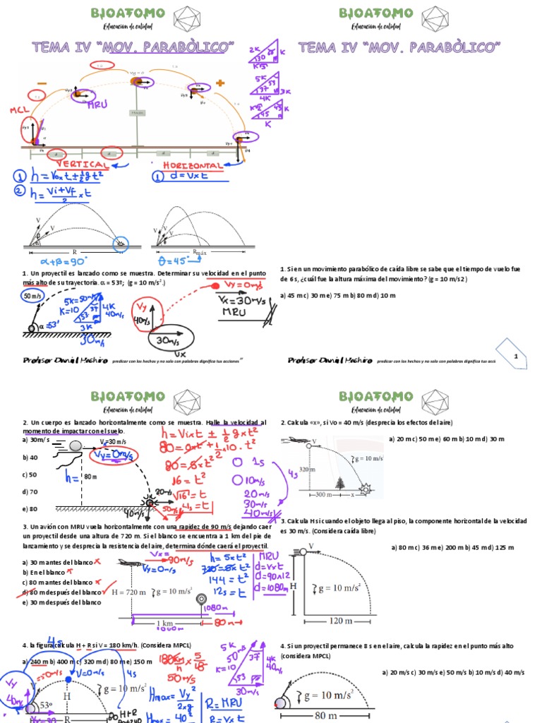 TEMA 4 Movimiento Parabolico - 220613 - 232936 | PDF | Proyectiles