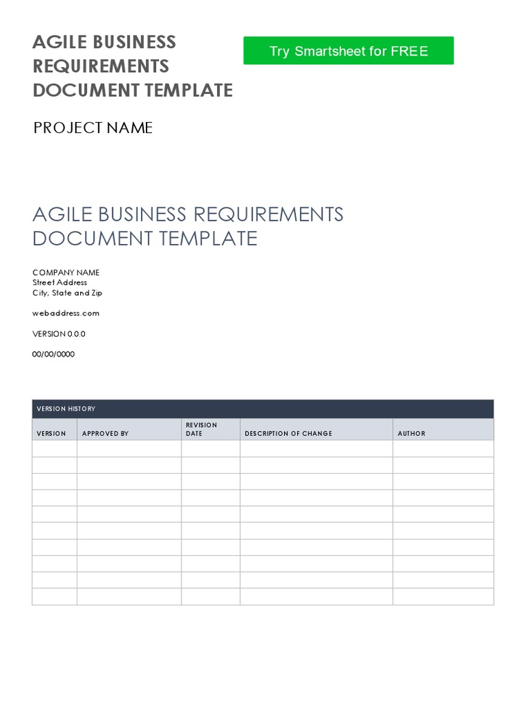 IC Agile Business Requirements Document Template 11238 PDF | PDF ...